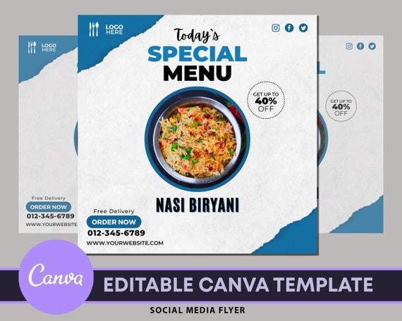 Special Menu Instagram Flyer DIY Restaurant Flyer Menu - Etsy