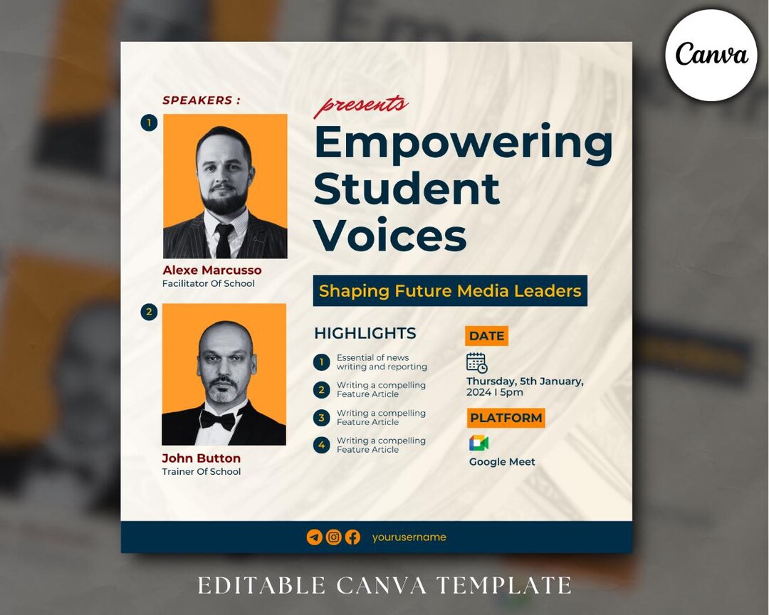 Talk Canva Flyer I Webinar Poster I Editable Canva Template - Etsy