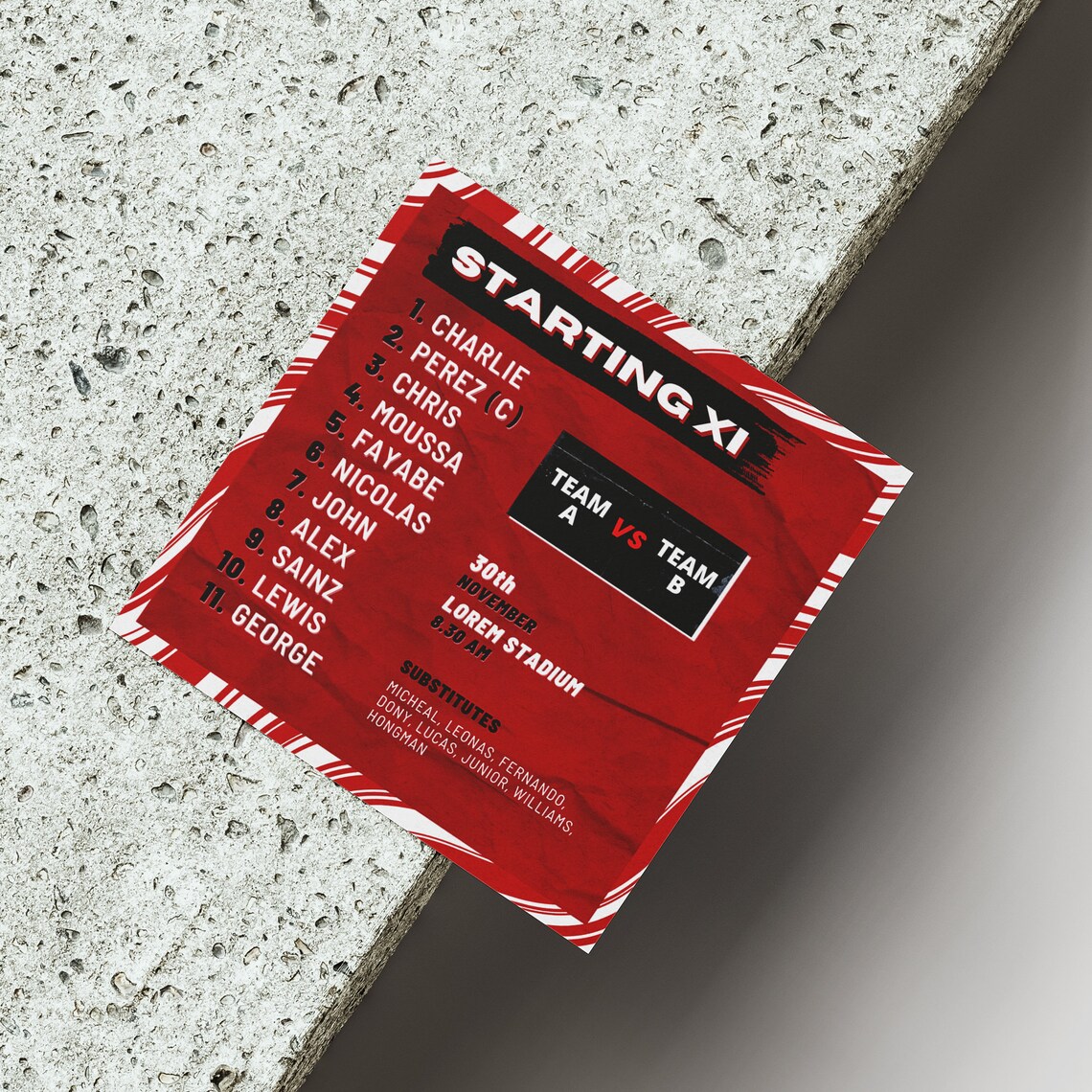 Starting XI Flyer Sport Flyer Line up Post Instagram Post - Etsy