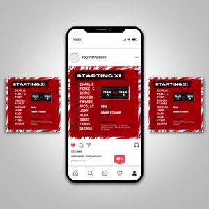 Starting XI Flyer Sport Flyer Line up Post Instagram Post - Etsy