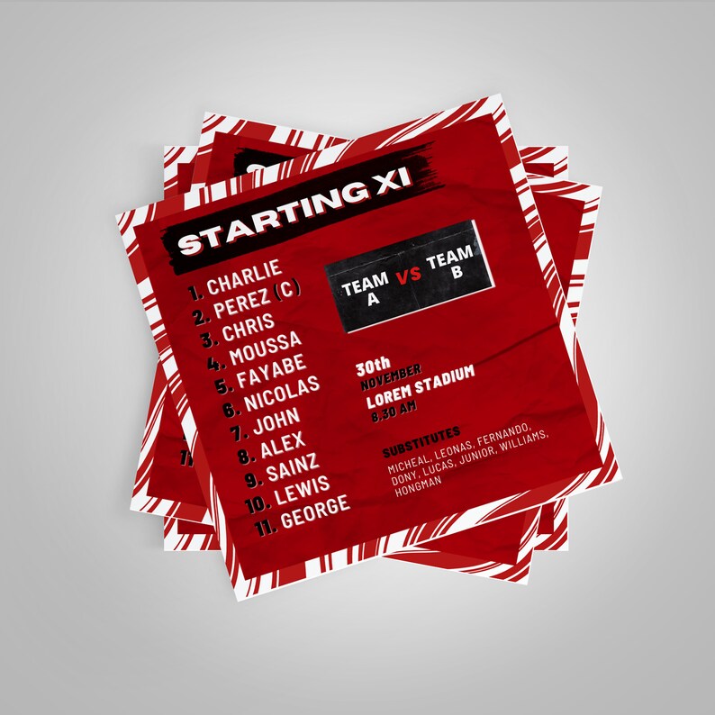 Starting XI Flyer Sport Flyer Line up Post Instagram Post - Etsy
