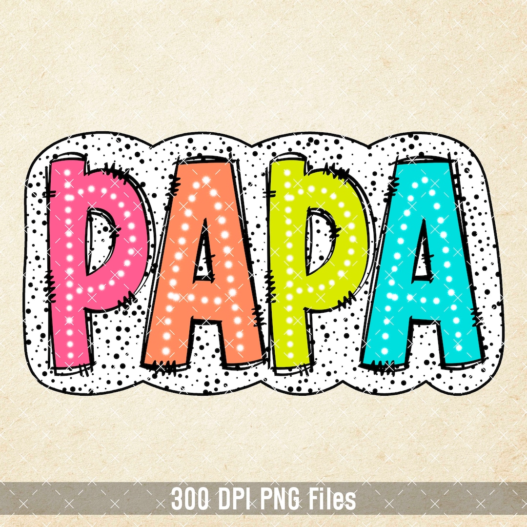 PAPA PNG, Colorful, Bright Doodle, Dalmatian Dots, Mascot, Alpha Doodle ...