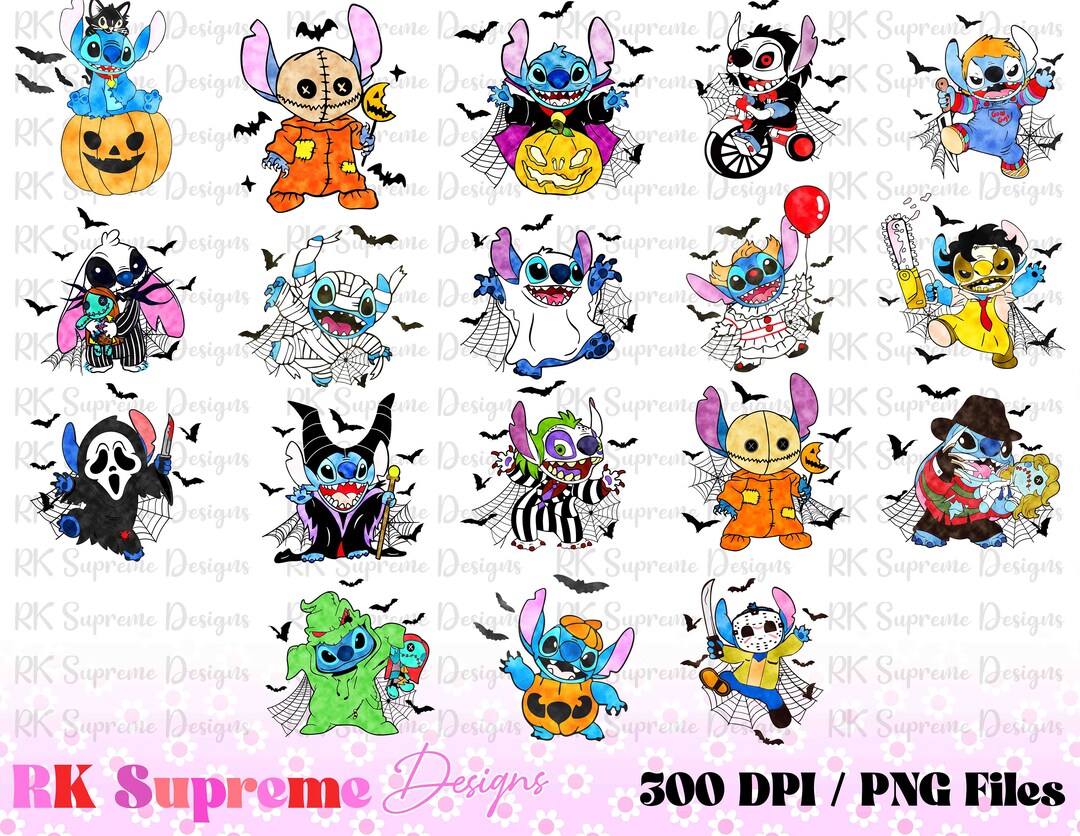 Stitch Horror Villains Watercolour Clipart Bundle Cute Stitch - Etsy