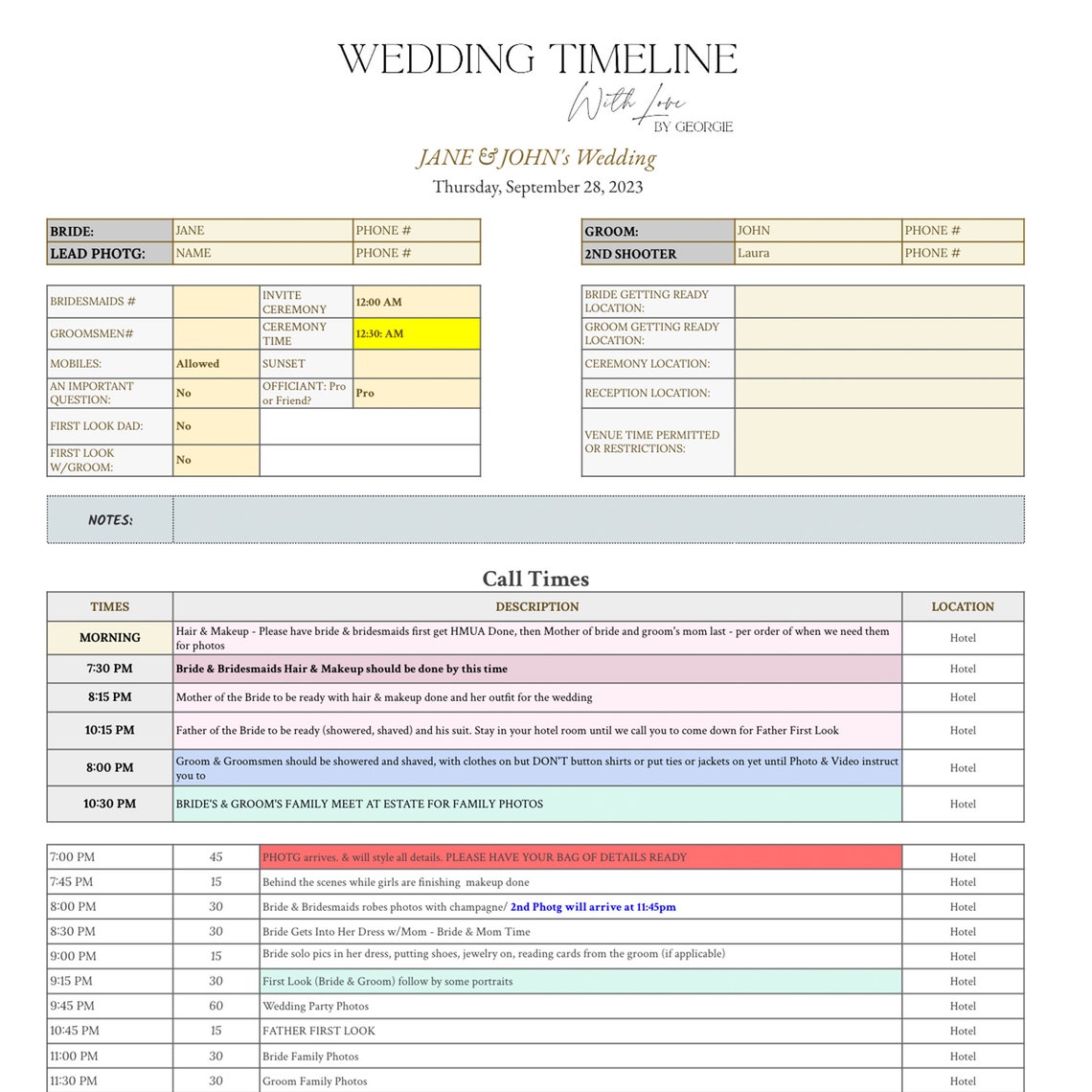 Plus Automated Wedding Timeline Template Calculator for PLUS - Etsy
