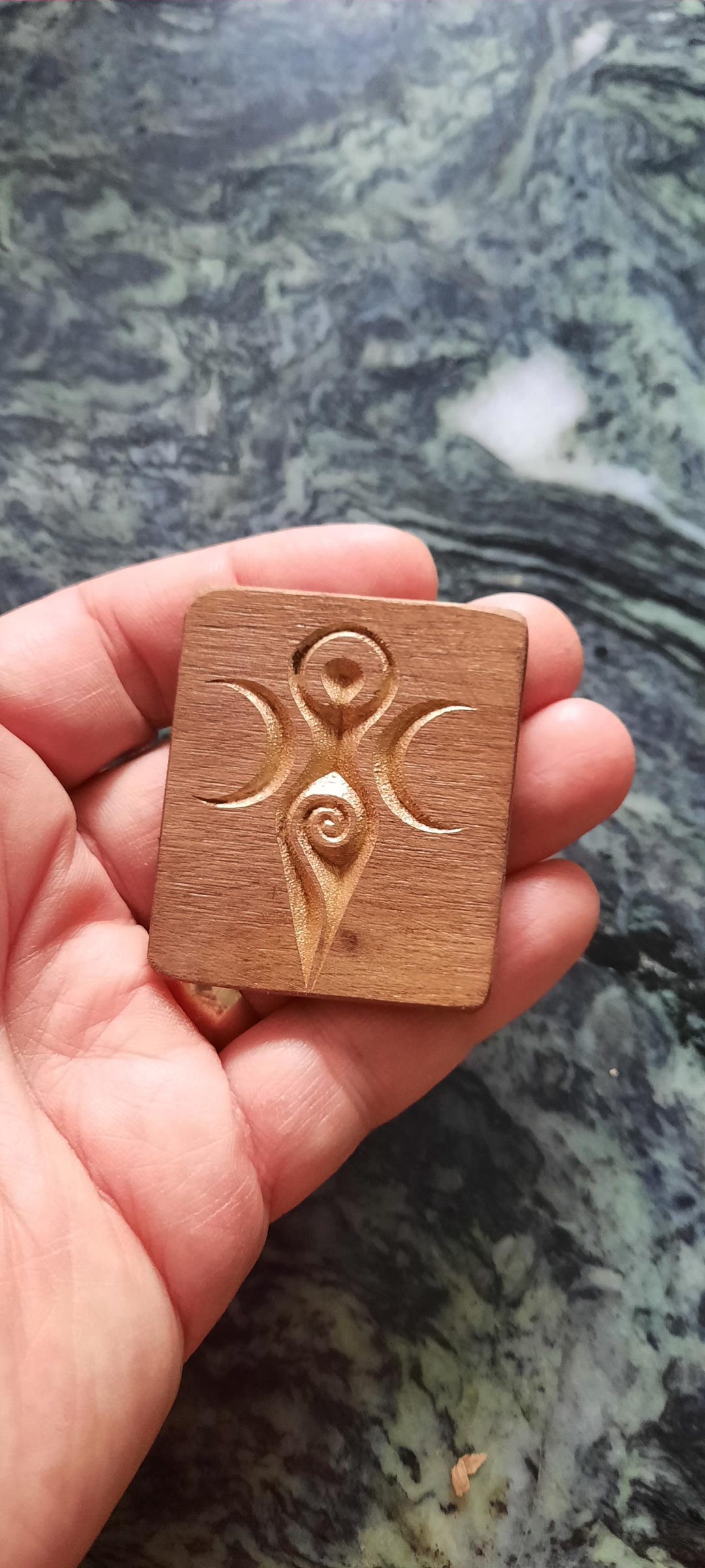 Gaia Spiral Goddess Altar Token Carved on Walnut Wood Painted Gold - Etsy