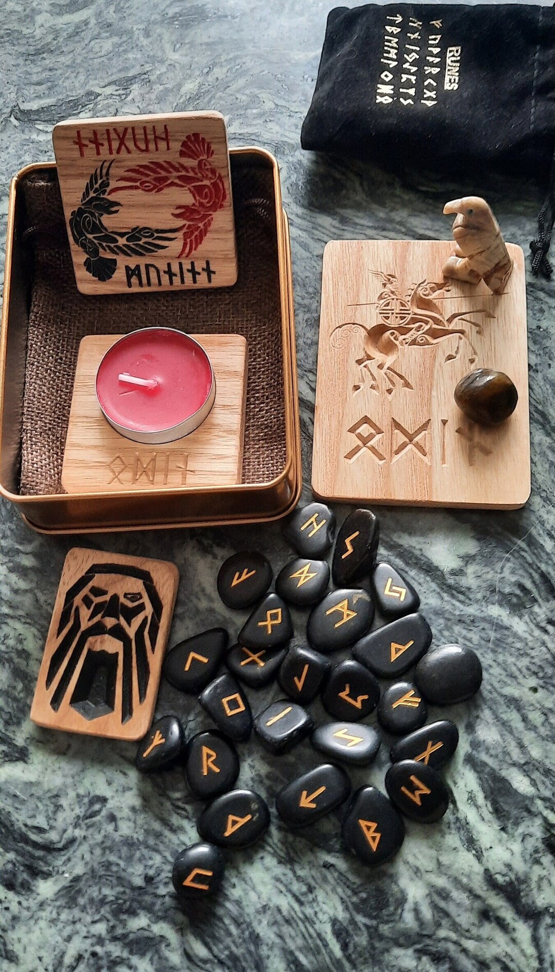 Odin and Runes Altar Set in Gold Tin - Etsy UK