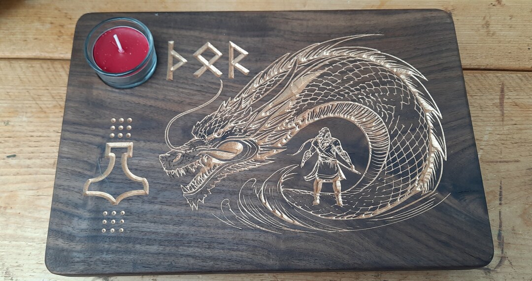 Thor and Jörmungandr Altar Original Carving - Etsy