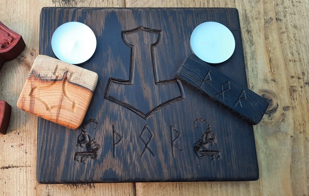 Thor Altar With Mjolnir and Goats Tanngrisnir and Tanngnjóstr - Etsy