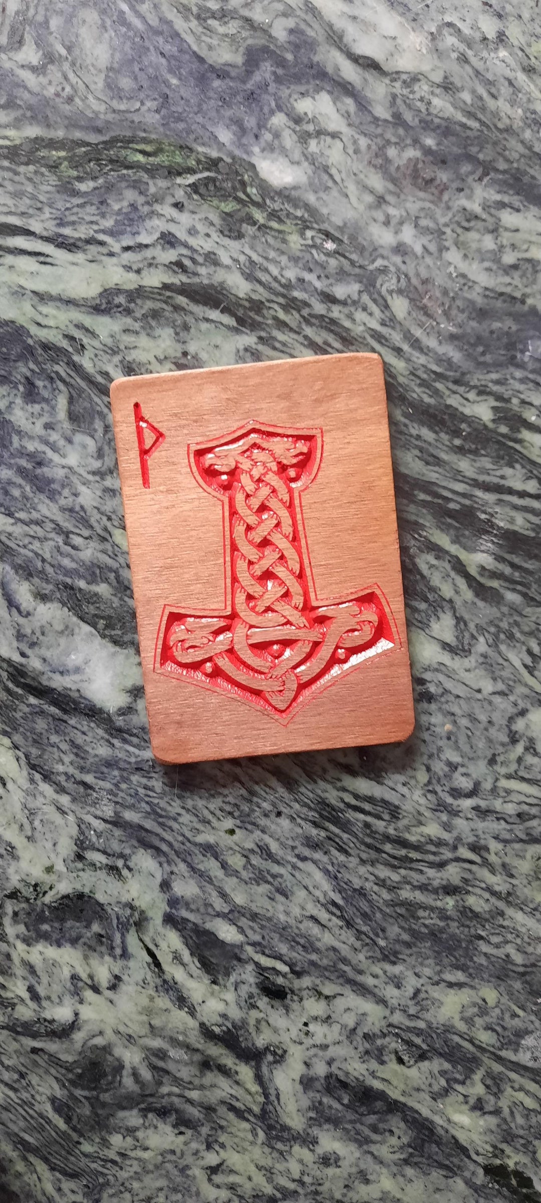 Thor Altar Carved - Carved Mjolnir in Walnut and Painted Red - Etsy