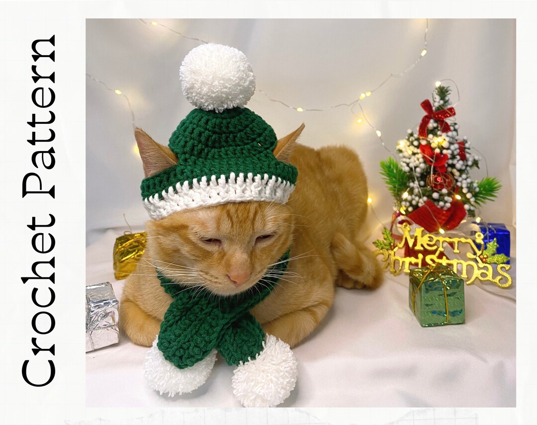 Crochet Pattern: Christmas Delight Cat Hat and Scarf Set, PDF ...