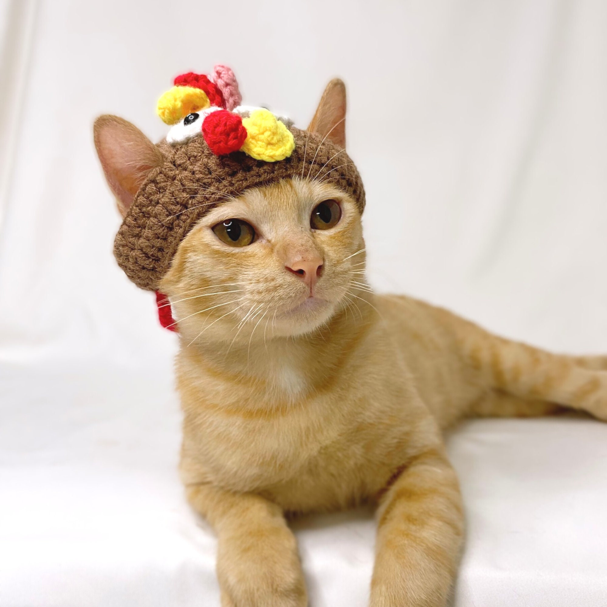 Handmade Cat Turkey Hat With Chinstrap and Ear Opening - Thanksgiving ...