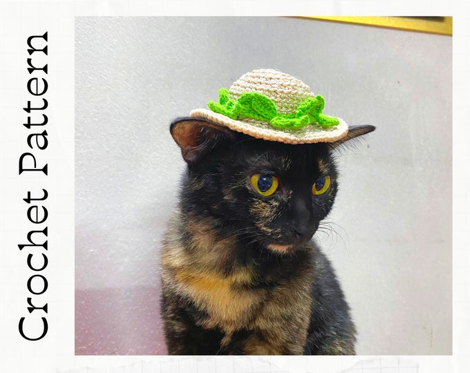 Crochet Pattern: Straw Hat for Cats, PDF Instructions for Cat Straw Hat ...