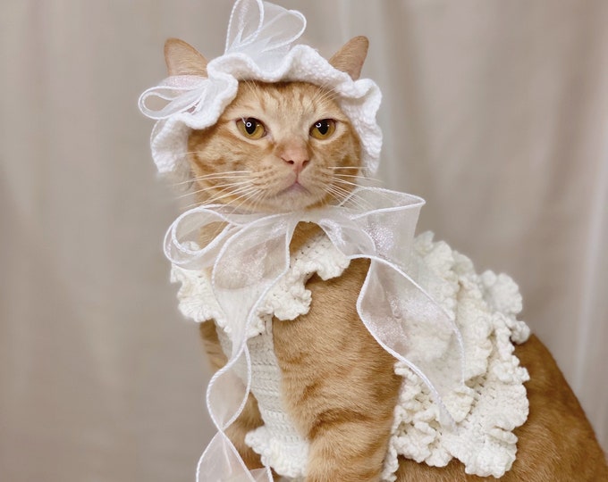 Cat Lady Bow Costume, Bonnets for Cats, Princess Dress for Pets ...