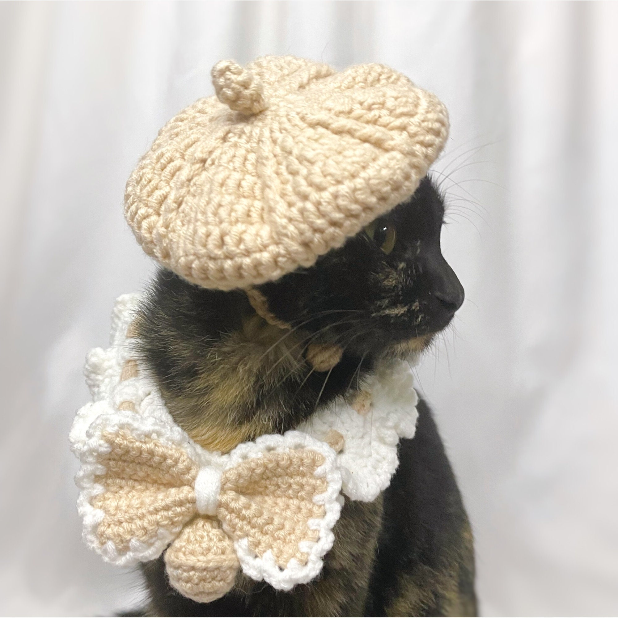 French Beret Hats for Your Fashionable Cat Bowtie Cat Collar - Etsy