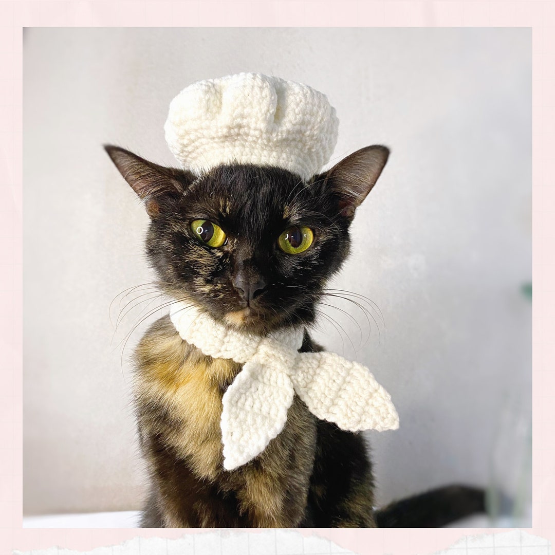 French Chef Hat and Scarf for Cats Cook Pet Cosplay Outfit - Etsy