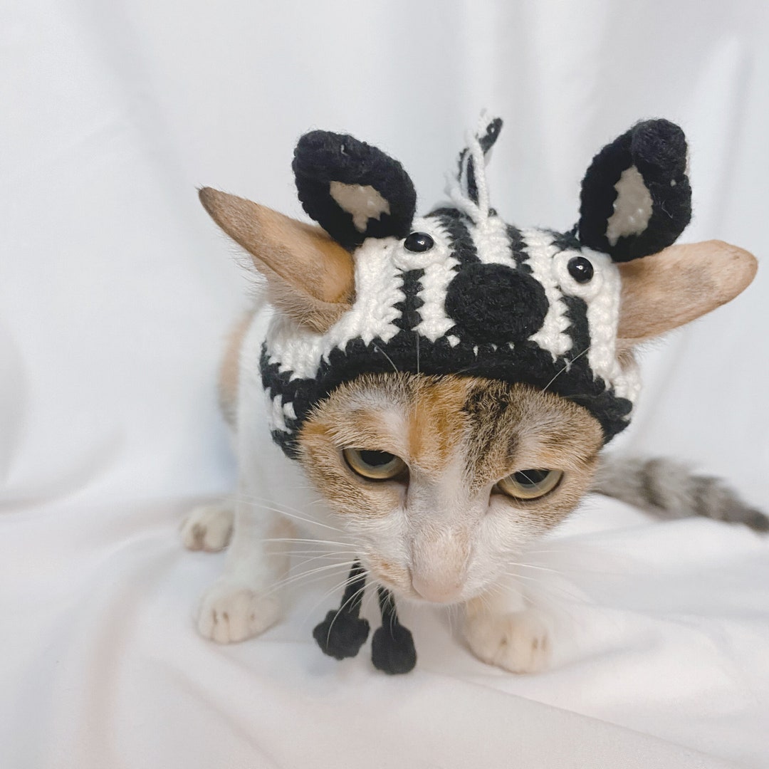 Adorable Crochet Zebra Hat for Cats With Ear Holes, Cute and ...