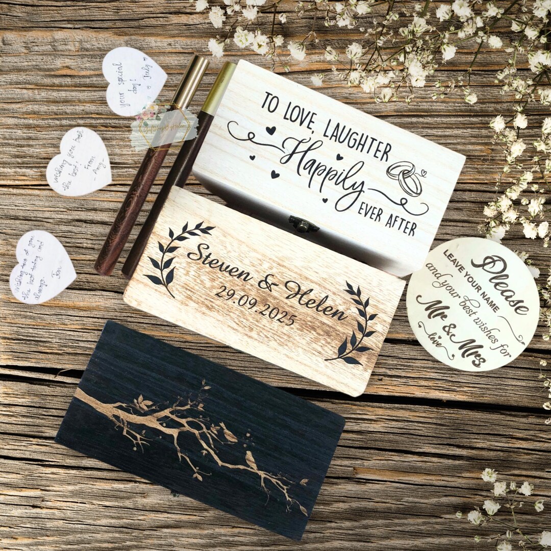 Personalized Wedding Guest Book, Personalized Keepsake Memory Box ...