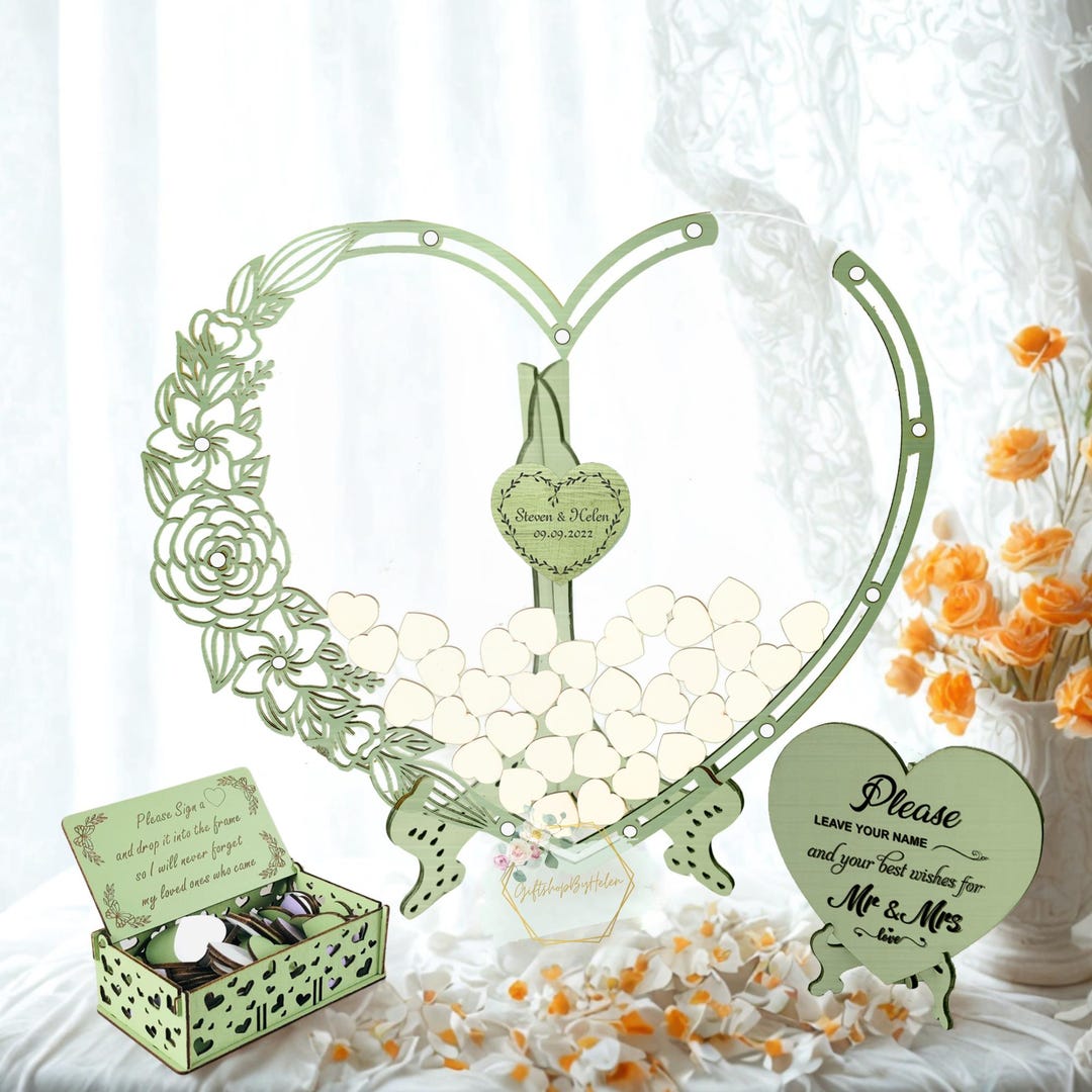 Personalized Rose Guest Book Wedding Guest Book Alternative Heart ...