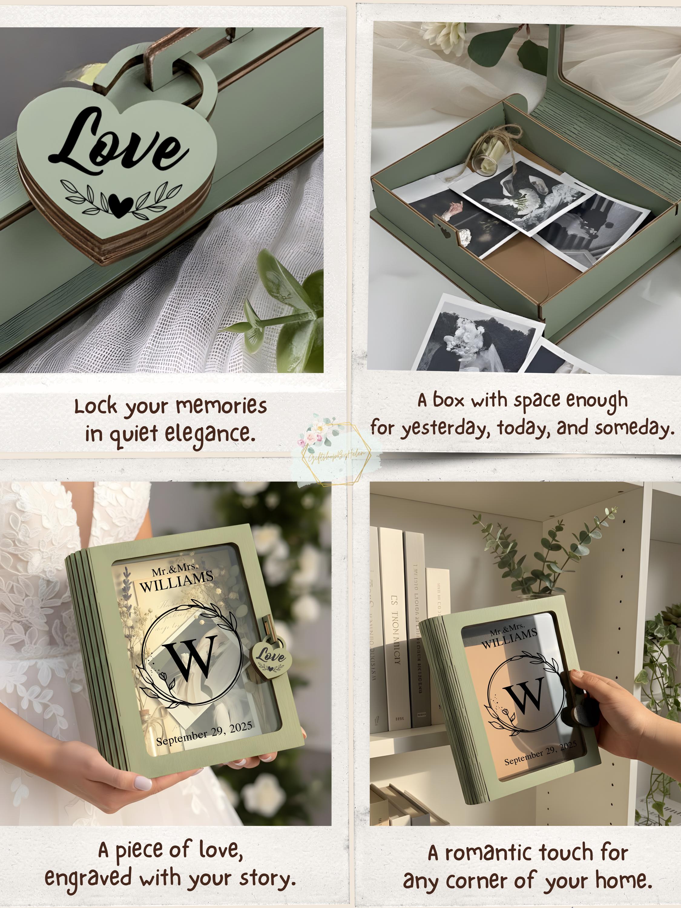 Personalized Botanical Memory Box for Couples, Handcrafted Sage Wood ...