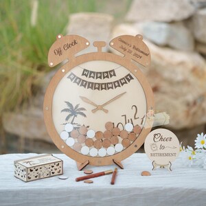 Retirement Guest Book Sign in Clock Custom Wooden Guestbook Alternative ...
