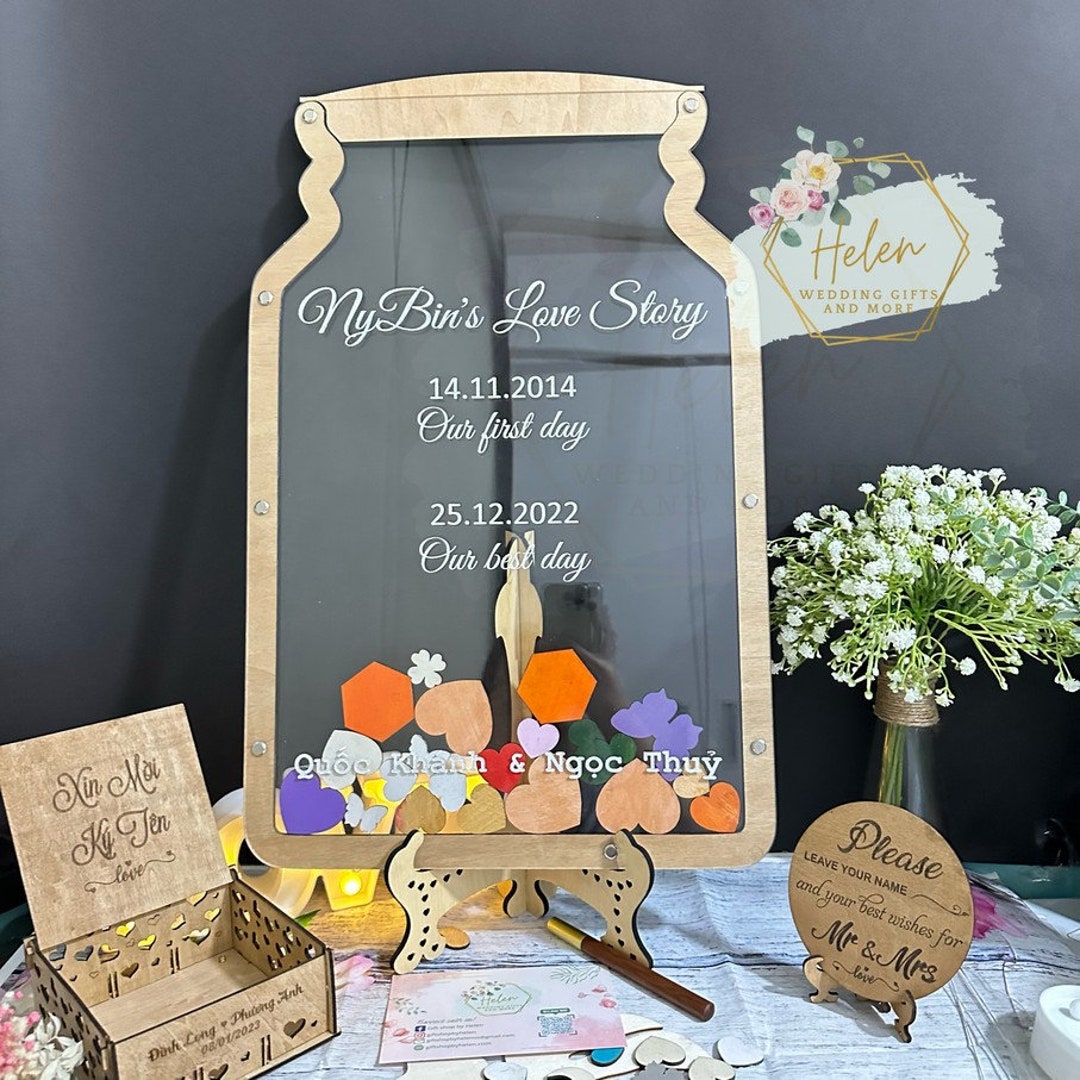 Personalized Mason Jar Guest Book, Rustic Wedding With Mason Jars Guest ...