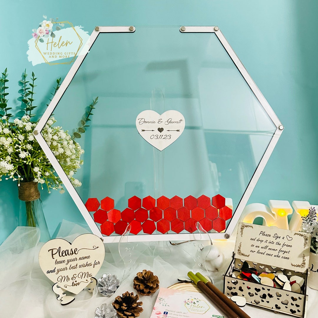 Hexagon Shape Guest Book, Hexagon Wedding Guest Book Alternative ...