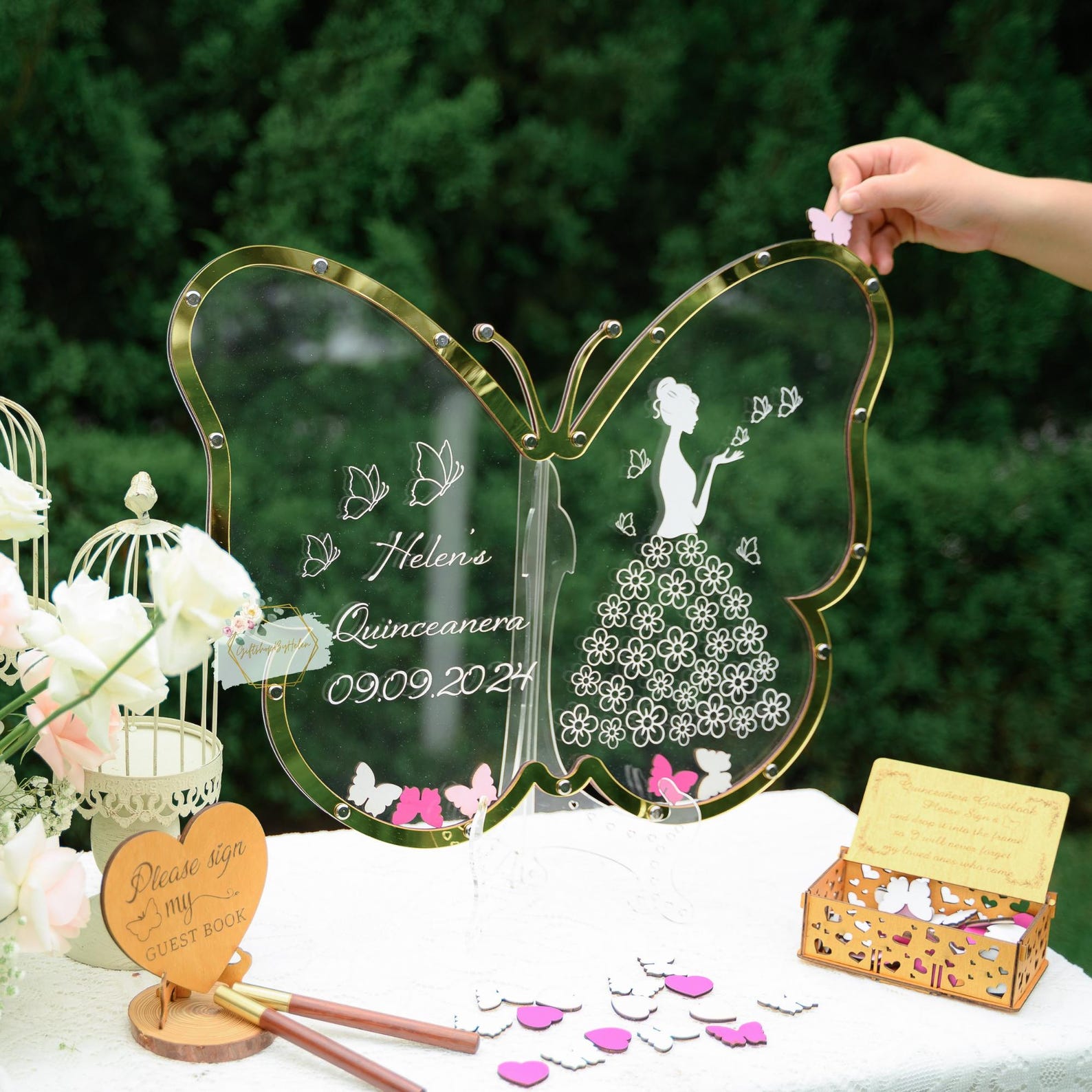 Personalized Quinceanera Guest Book, Butterfly Shape Mis XV Quinceanera ...