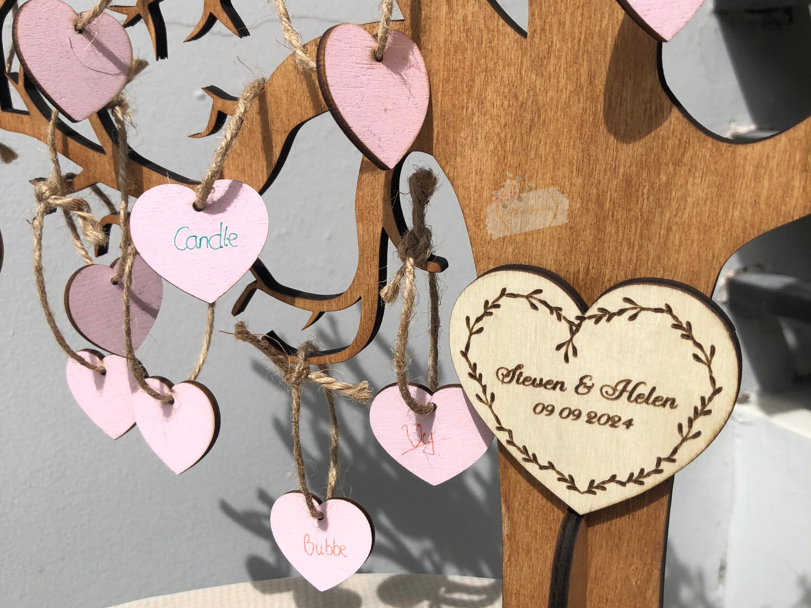 Wedding Wishing Tree Hearts Wedding Guest Book Boho Rustic Wedding ...