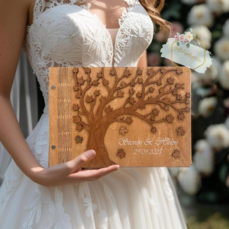 Personalized Wedding Guest Book Maple Leaf Rustic Wedding Sign-in Book ...