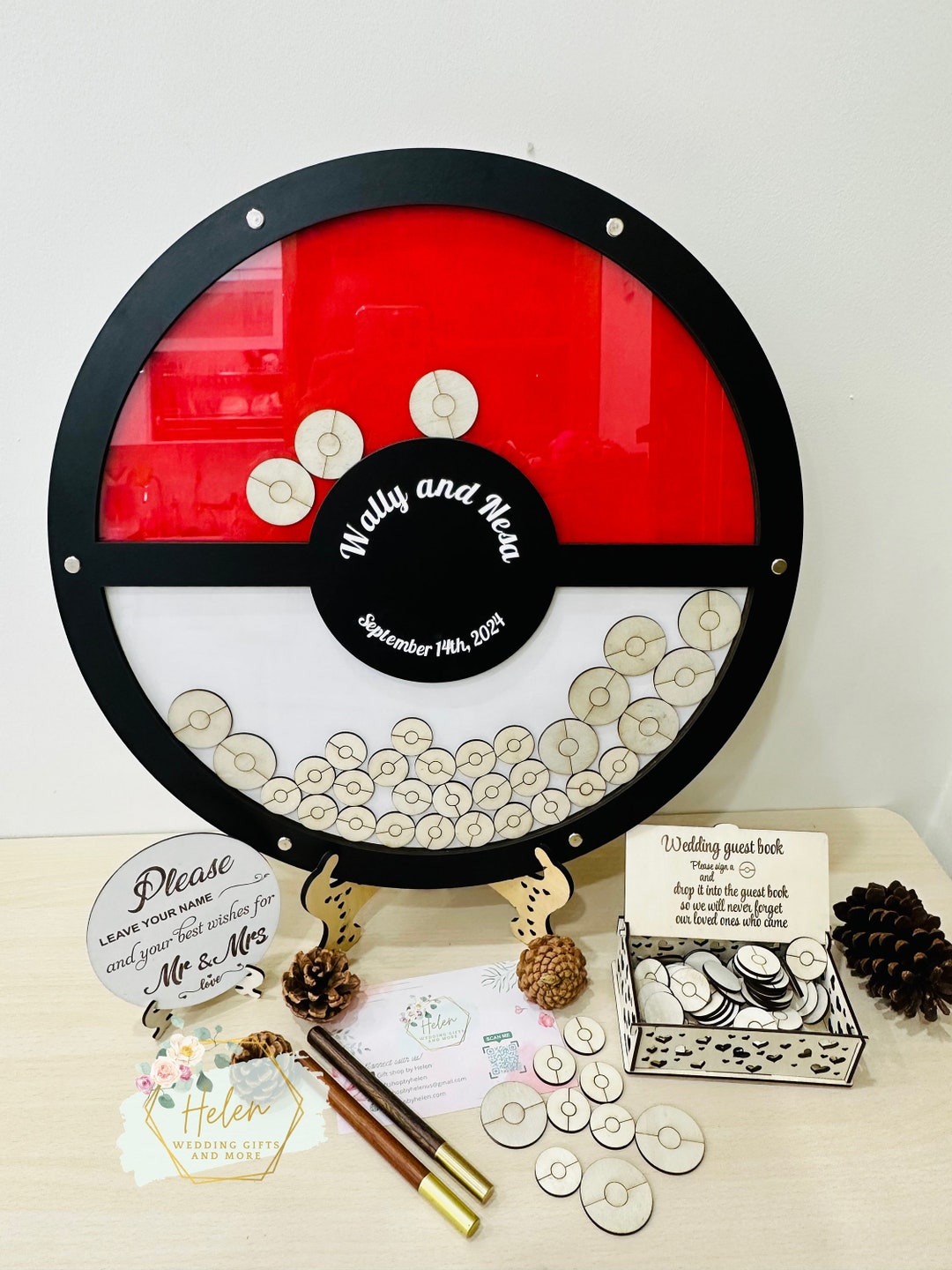 POKEMON Wedding Guest Book Idea, POKEMON Ball Guest Book, Black POKEMON ...
