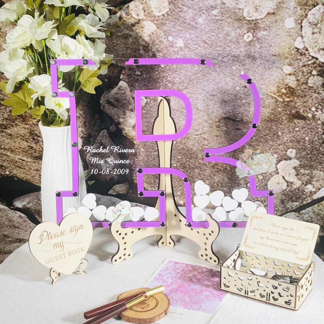 Custom Guest Book Letter With Hearts for Quinceañera Sweet 16 Party ...