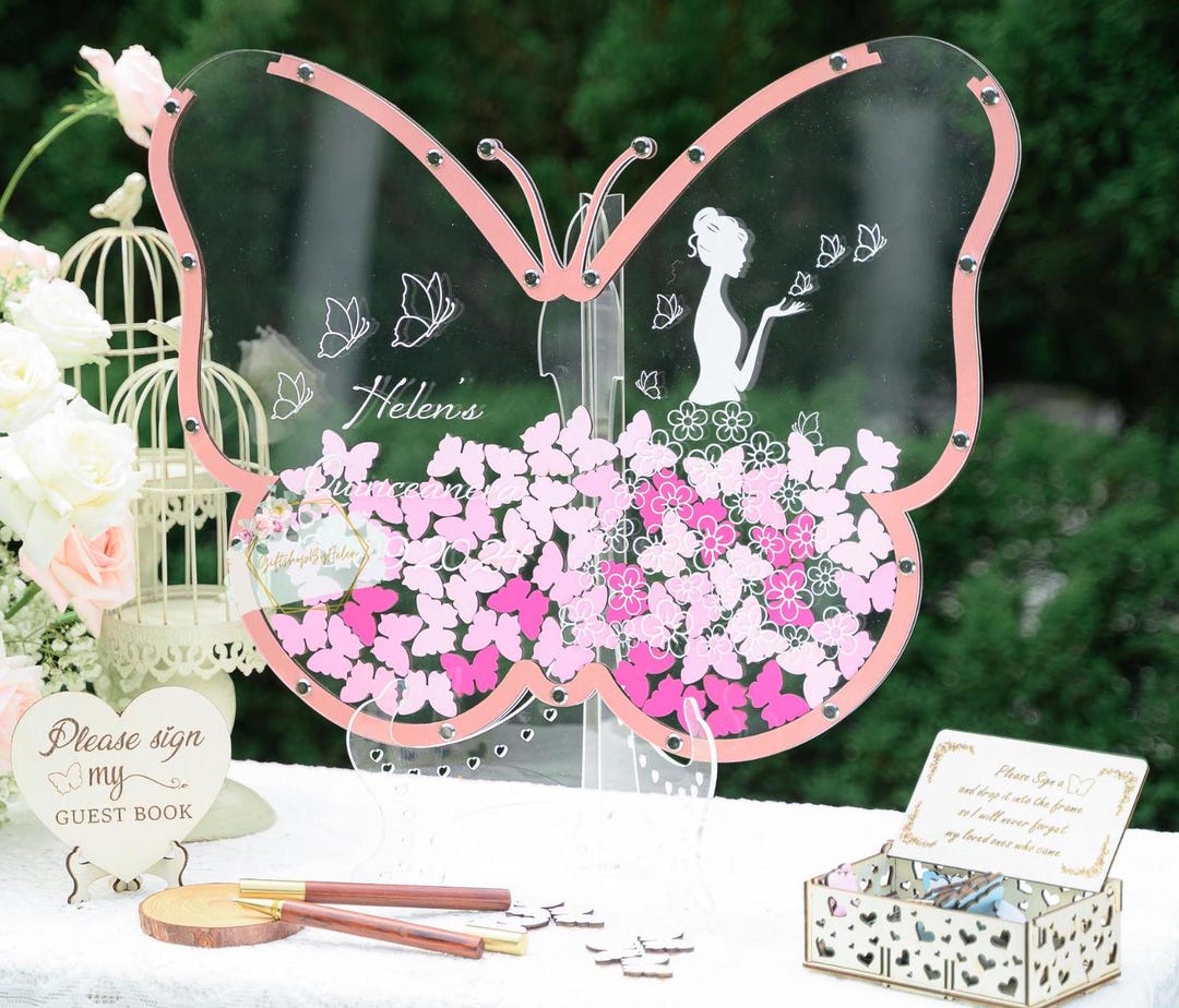 Personalized Quinceanera Guest Book Butterfly Shape Mis XV Quinceanera ...