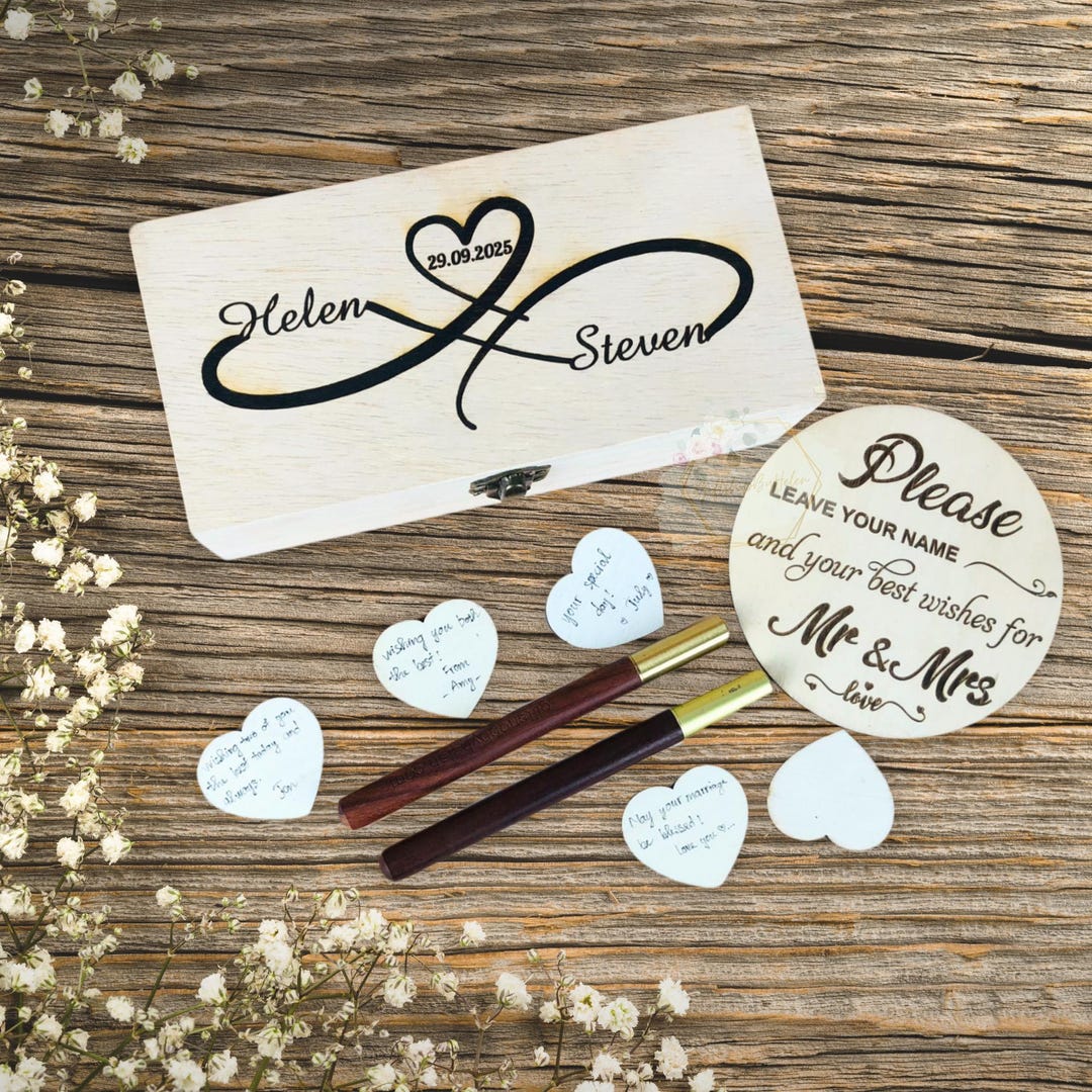 Custom Heart Wedding Wishes Box – Personalized Memory Box for Wedding ...