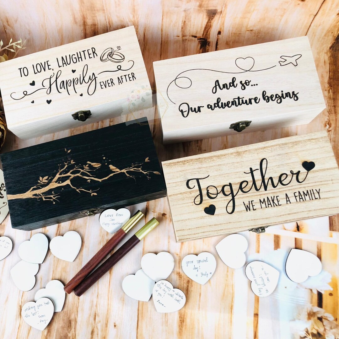Custom Vintage Wedding Wishes Box Wedding Guest Book Alternative ...