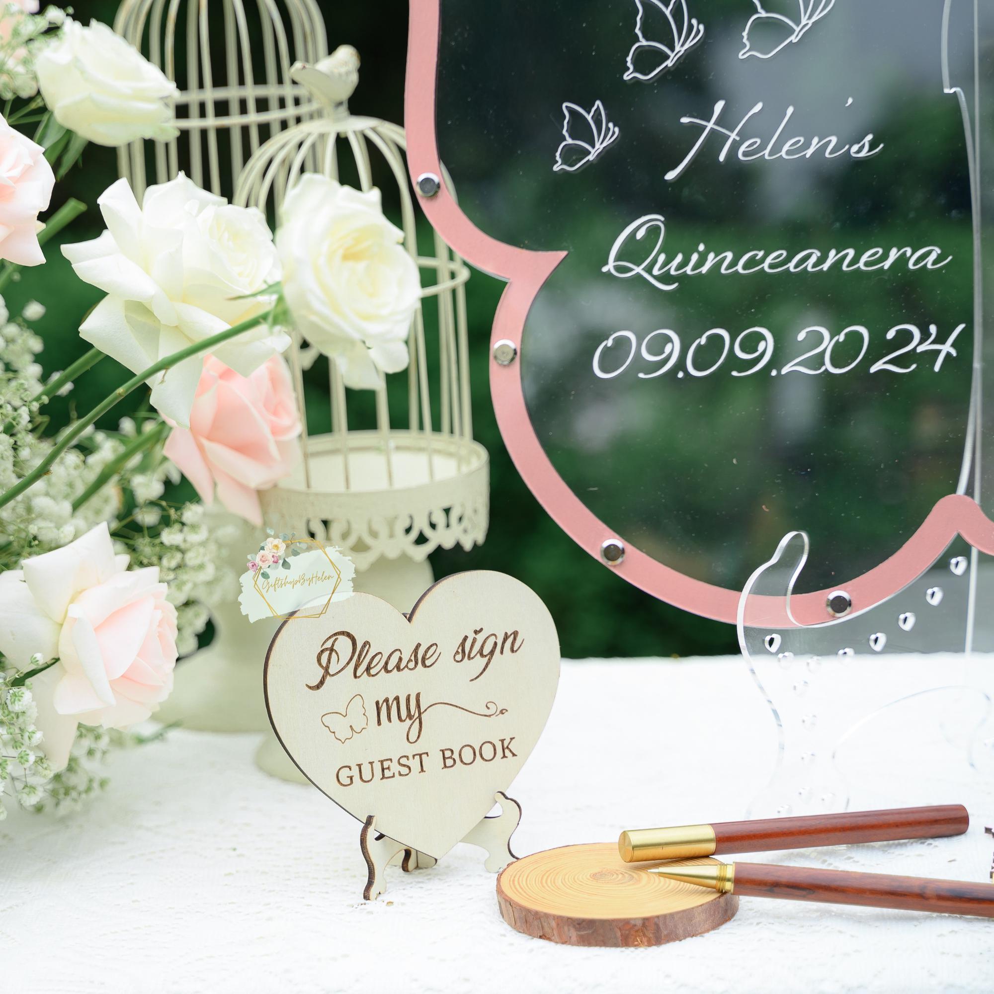 Personalized Quinceanera Guest Book Butterfly Shape Mis XV Quinceanera ...