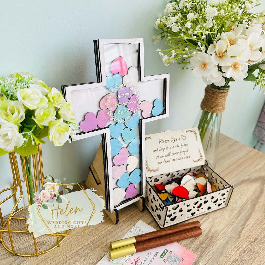 Cross Guest Book for Baptisms, Confirmations, and More-customized First ...