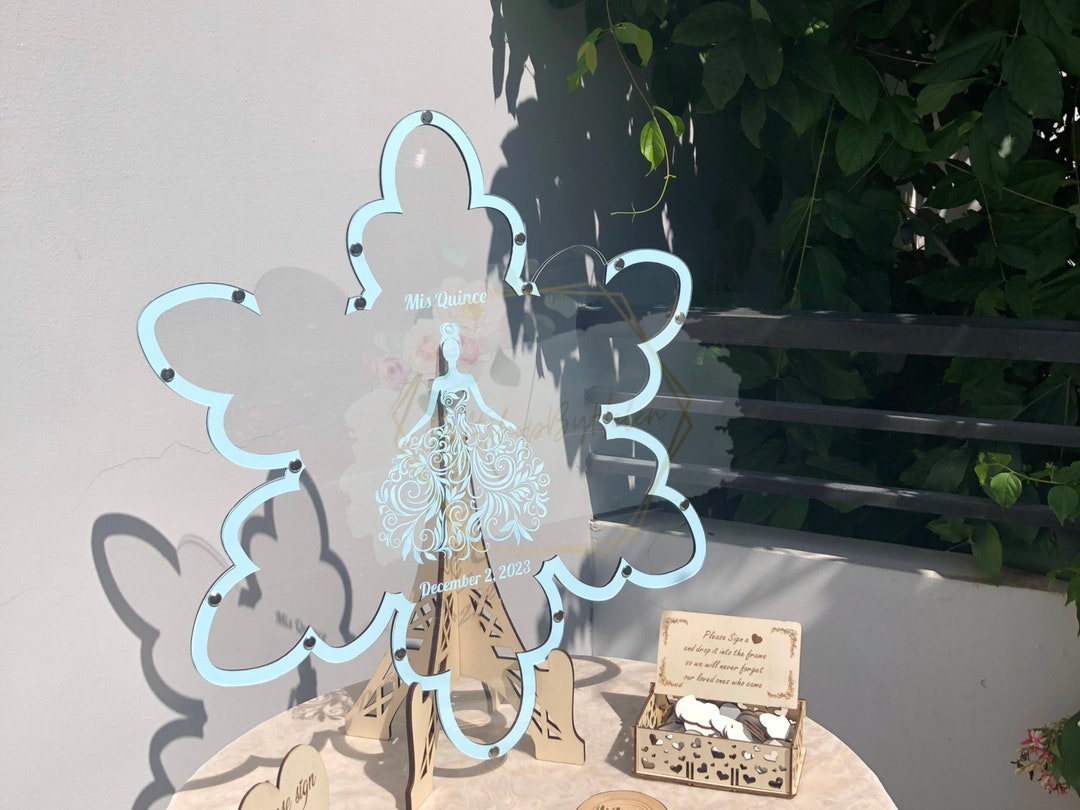 Quinceanera Guest Book Silver Snowflakes Guest Book Alternative Sign ...