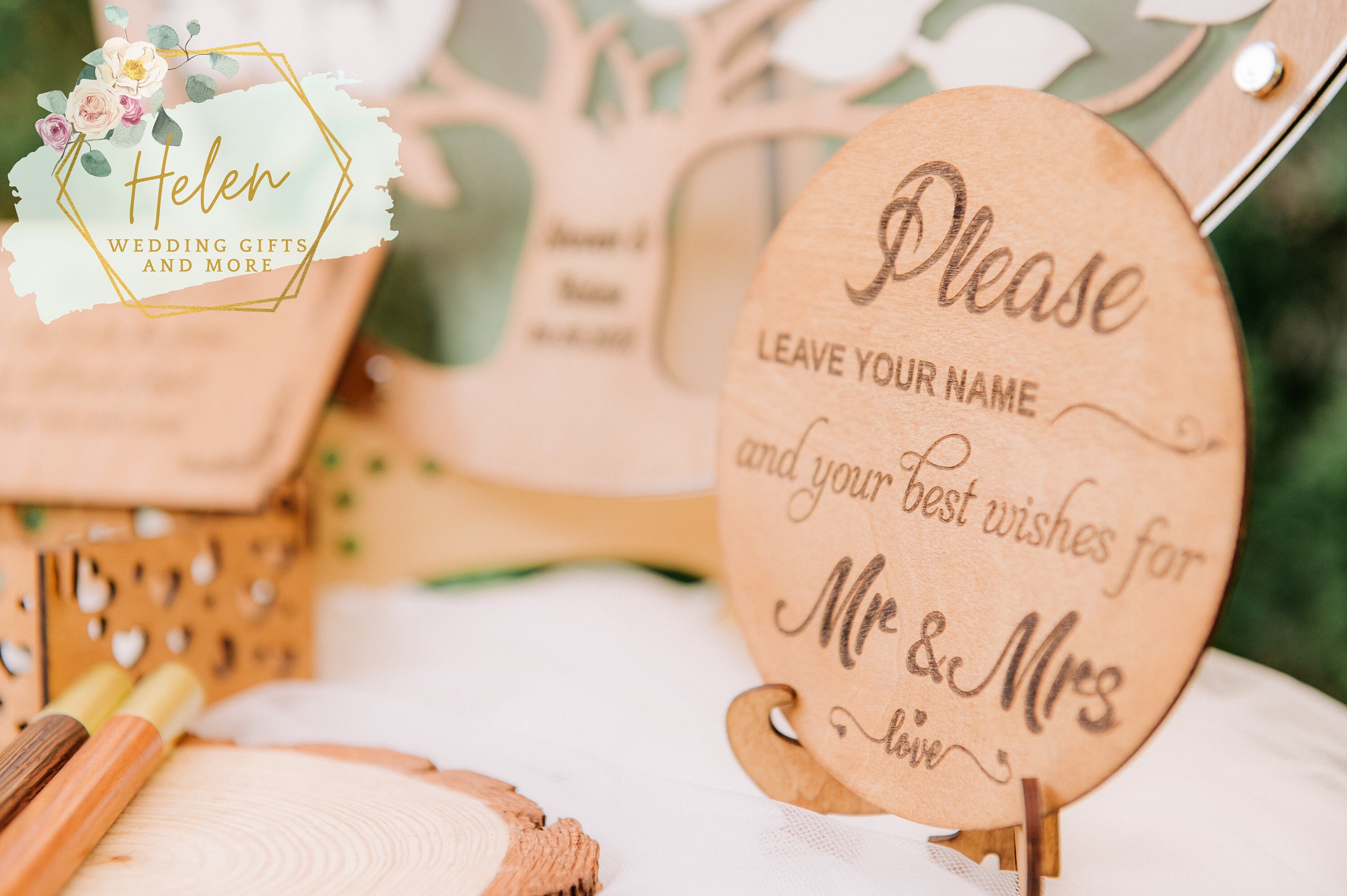 Unique Tree and Leaves Guest Book for Rustic Wedding, Personalized ...
