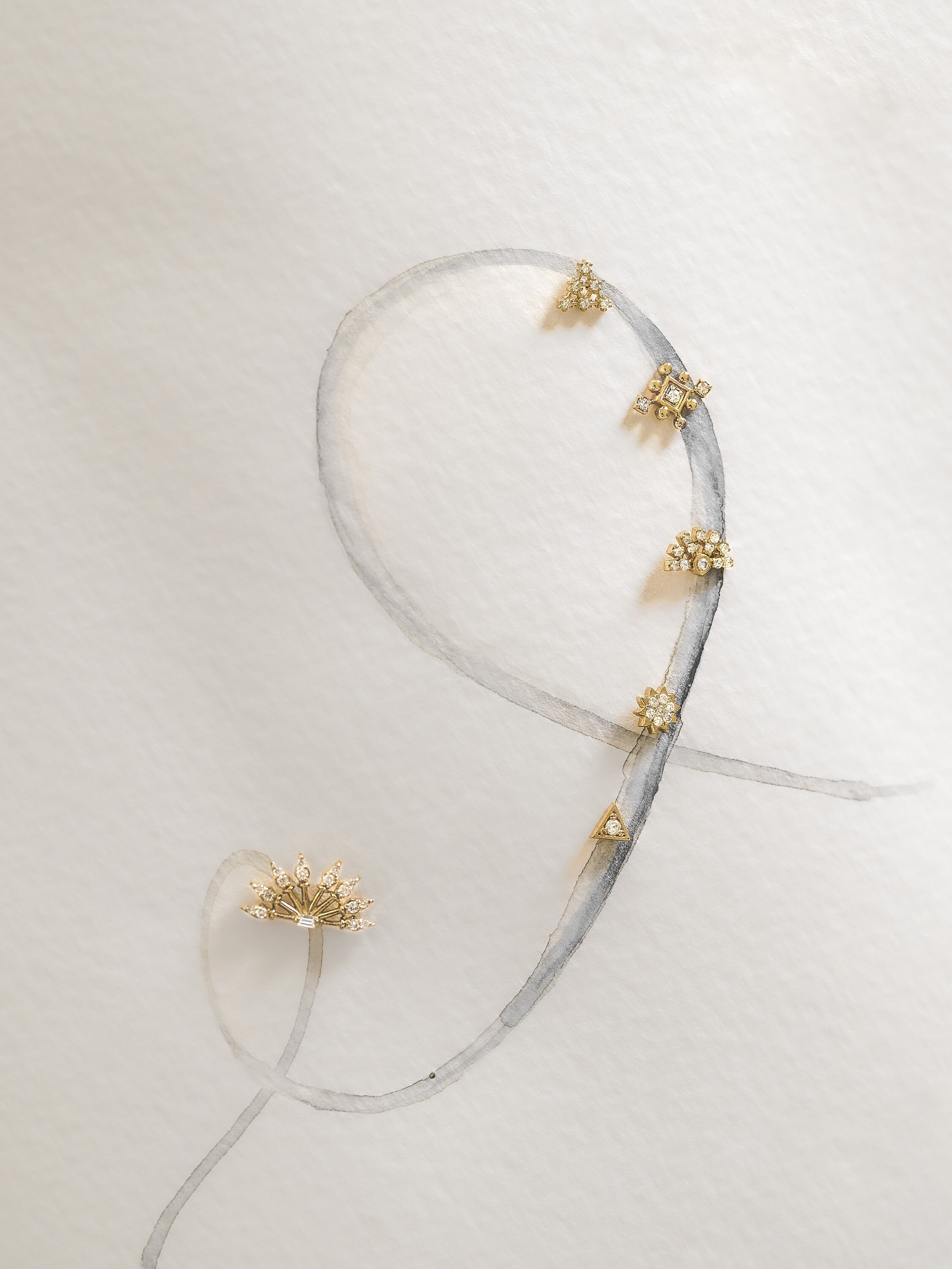 Aztec Sun Diamond Tragus Stud for Woman 14k Yellow Gold Flat - Etsy