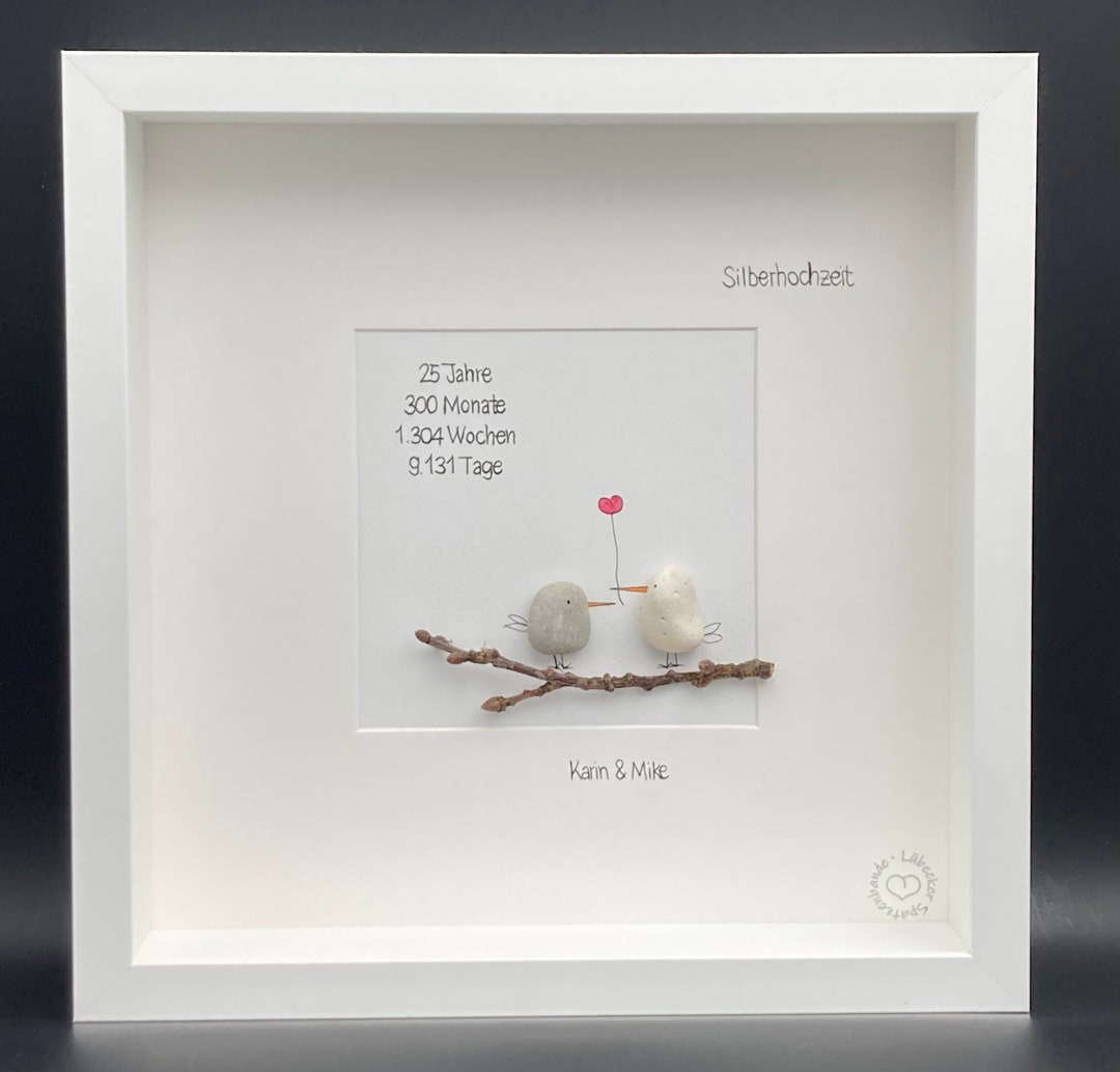 Steinbild Silberhochzeit 25 Jahre SPATZENBANDE - Etsy.de