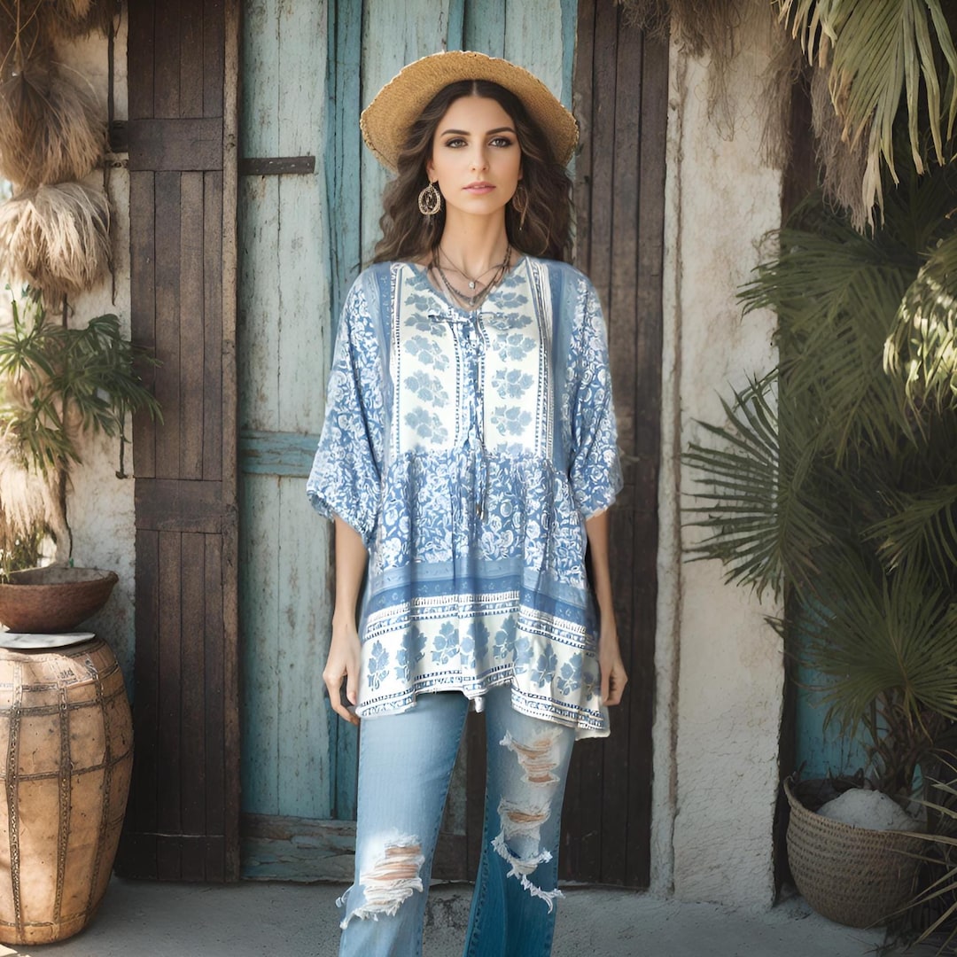 Red White and Blue 4th of July Boho Blouse | Independence Day Outfit ...