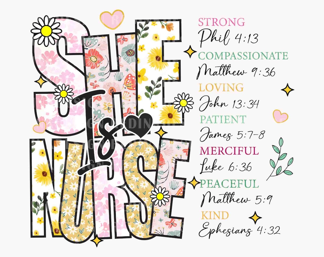She is Nurse PNG, Nurse's Day 2025 Png, Religious Png, Retro Floral ...
