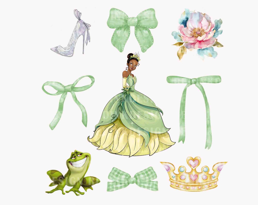 Princess Coquette Bow Png, Coquette Princess Png, Green Dress Princess ...