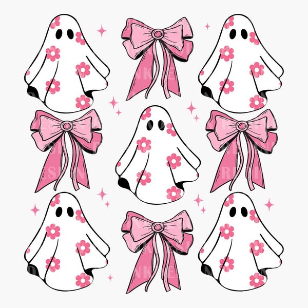 Pink Ghost Bow Coquette Png - Etsy