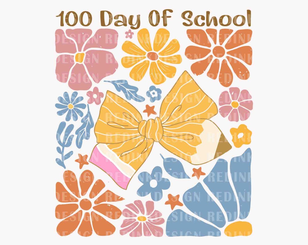 100 Days of School Coquette PNG, Teacher 100 Days Png, Boho 100 Days of ...