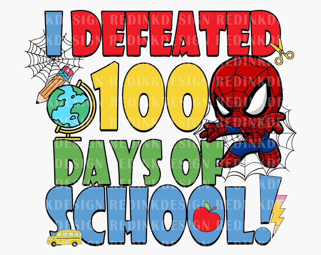 Hero Cartoon 100 Days of School Png, Retro Hero Png, 100 Days of School ...
