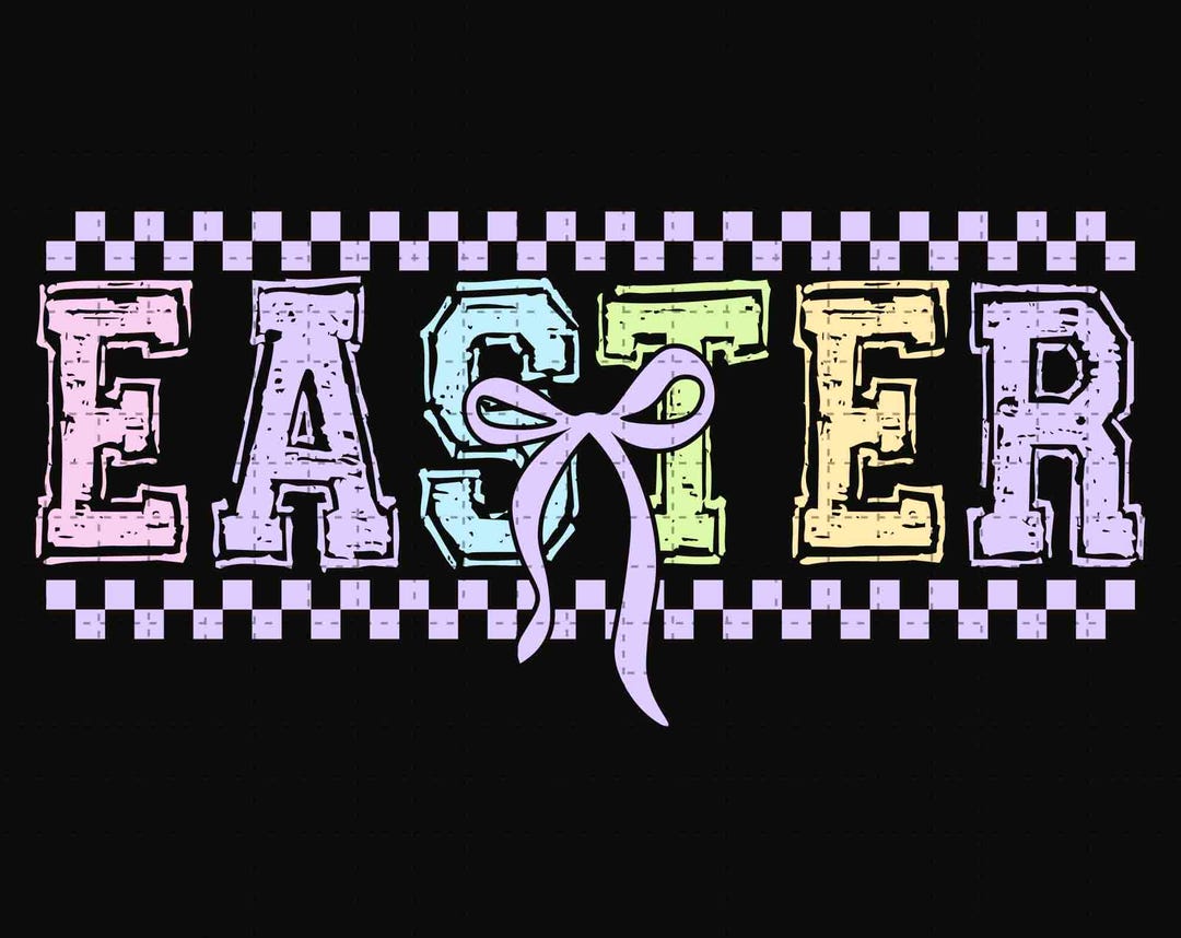 Checkered Easter Coquette SVG, Easter Bunny Svg, Happy Easter Day Svg, Happy Easter Retro Svg ...
