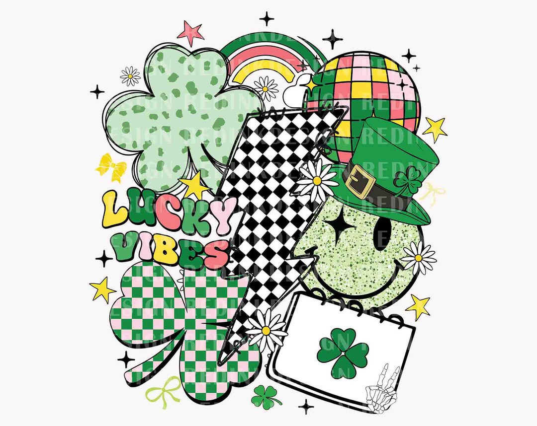 Lucky Smile Face Png, Lucky Vibes Png, Checkered St Patricks Day Png ...