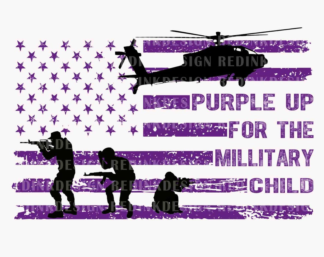 Purple up for Military PNG, Military Kids Family American Flag Gift Png ...