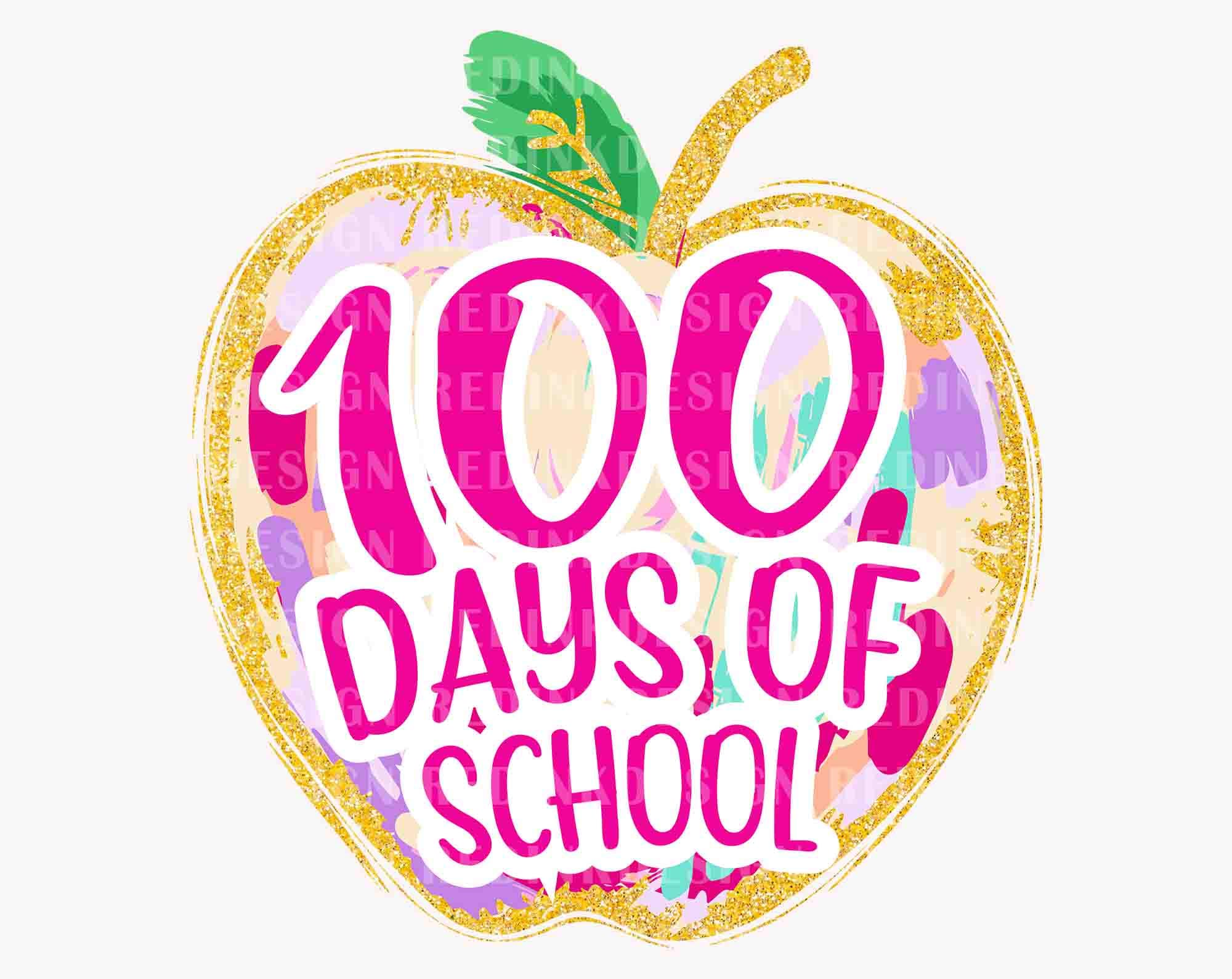 Happy 100 Days of School PNG, Apple School Png, 100 Days Apple Png ...